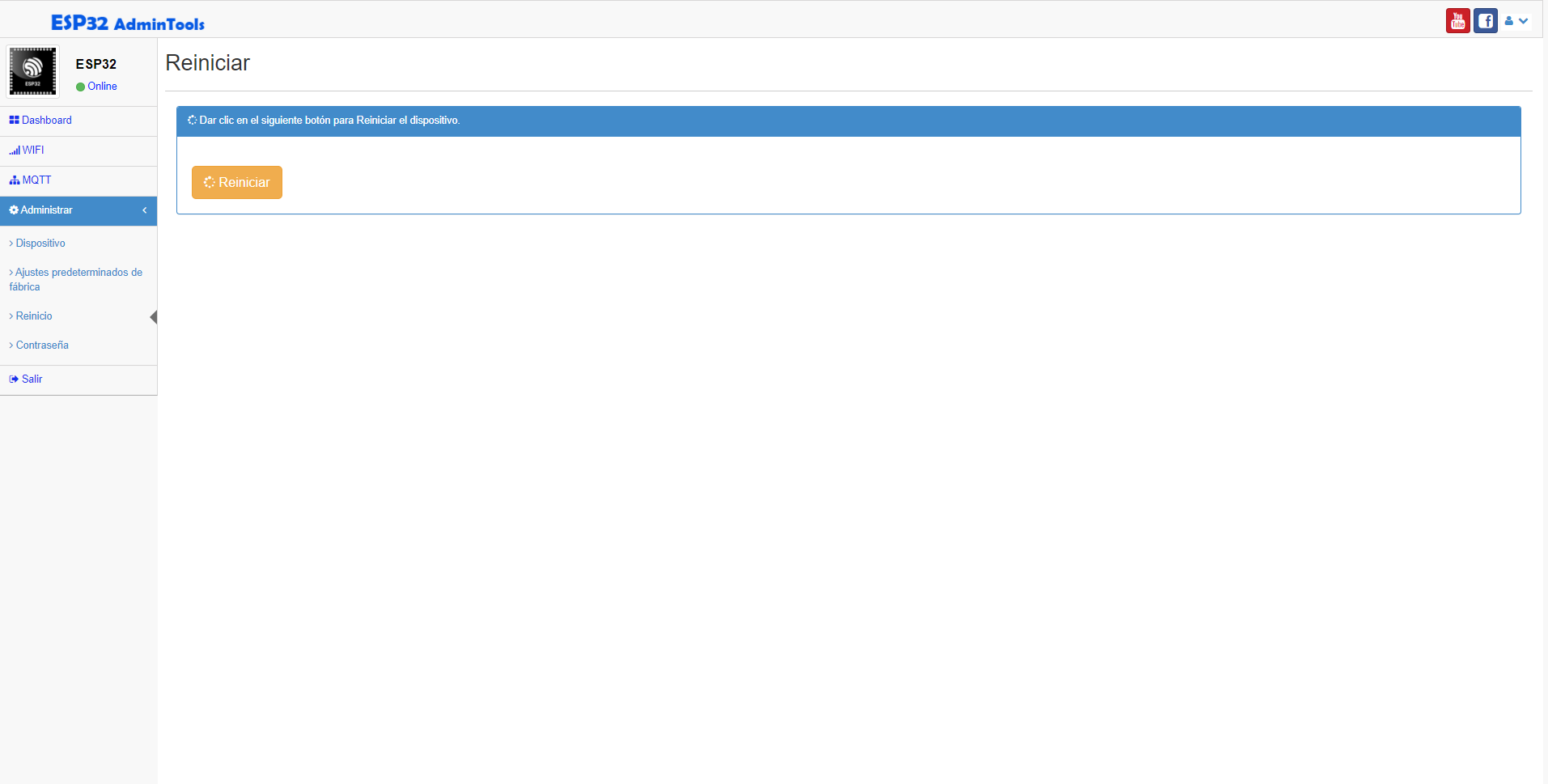 Admintools Reiniciar